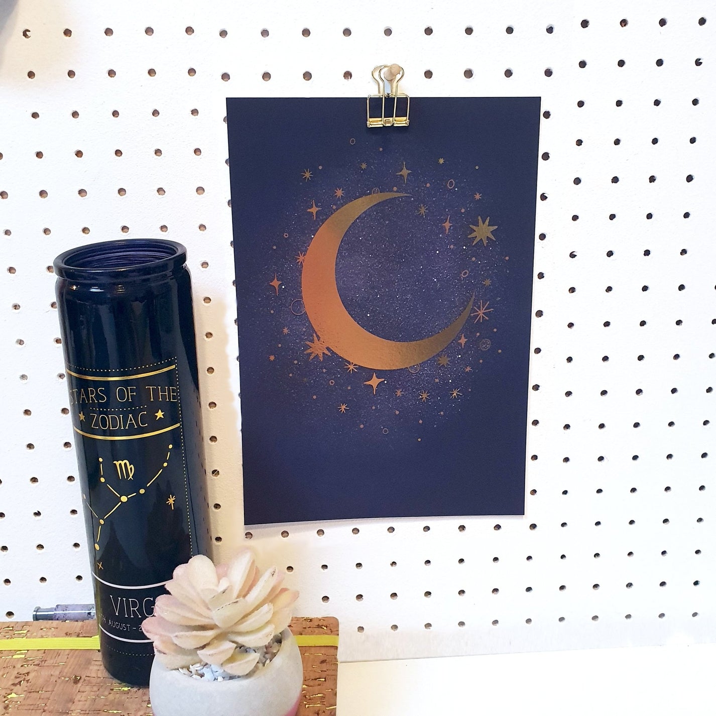 Celestial Moon and Star Foiled A5 Mini Art Print